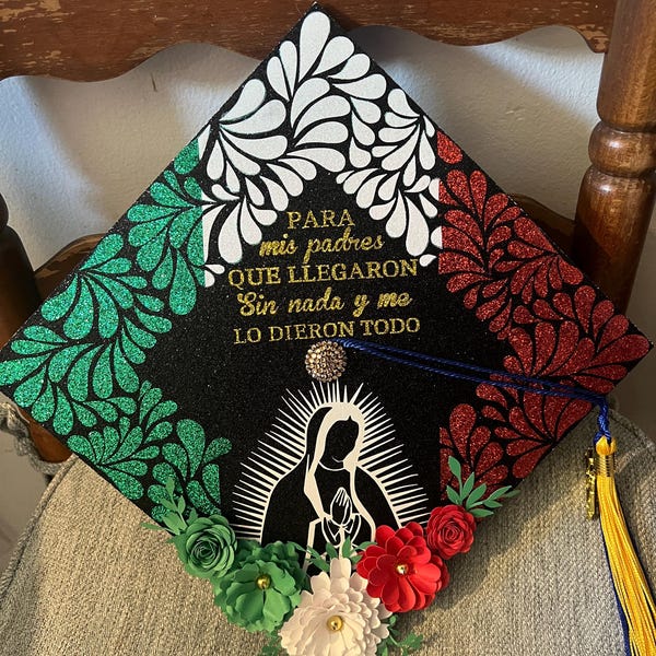 Virgencita Papel Picado Mexicano Graduation Cap Topper - Etsy