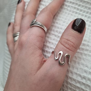 Sterling Silver Wavy Ring Dainty Wave 925 Rings for Women Funky Wave ...