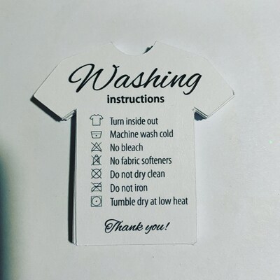 Print and Cut Washing Instructions Card. Tshirt Care Cards Svg, Png ...