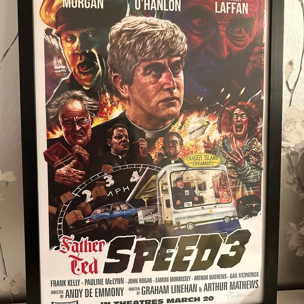 Affiche ancienne A3 signée Father Ted « Speed 3 » en édition limitée ...