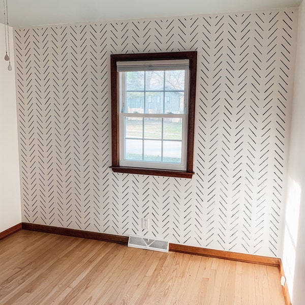 Herringbone Klein geometrisch wandschablone - XL 21.6"x39" Stencil ...