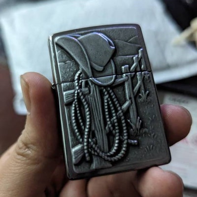Cowboy Zippo© Lighter Rodeo Lighter Resting Cowboy Zippo© Western ...