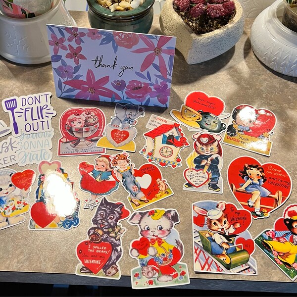 Pack of 15 Waterproof Vinyl Vintage Valentine Stickers, Retro ...