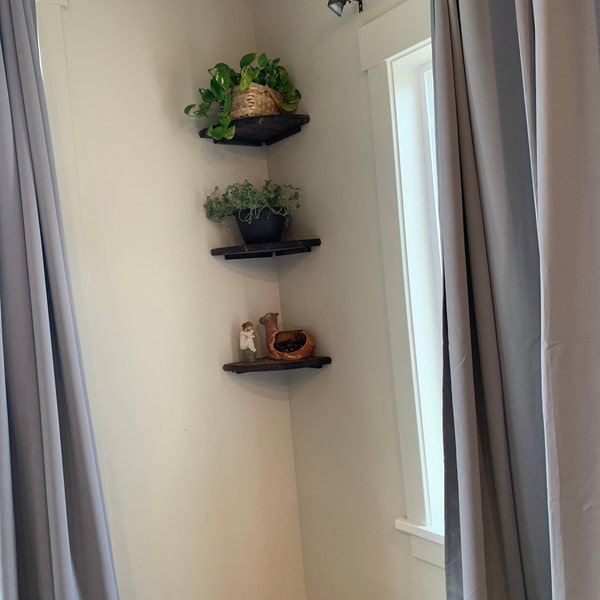 Farmhouse Style Round Front Corner Shelf Rustic Solid Pine - Etsy