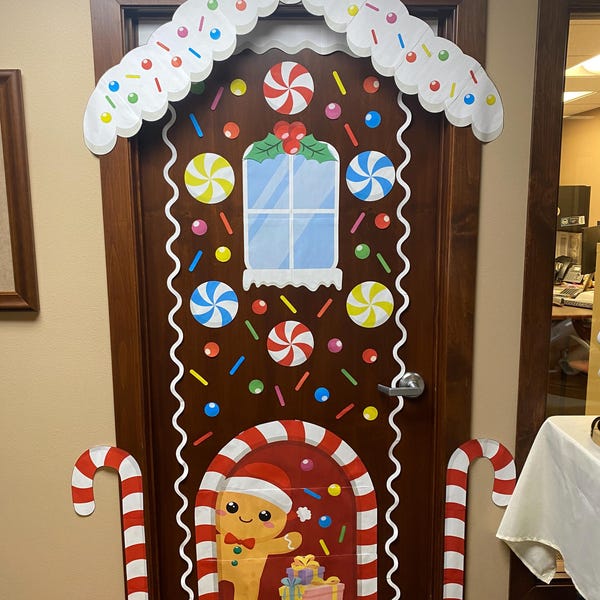 Gingerbread Christmas Classroom Door Decor Kit (printable PDF) - Etsy