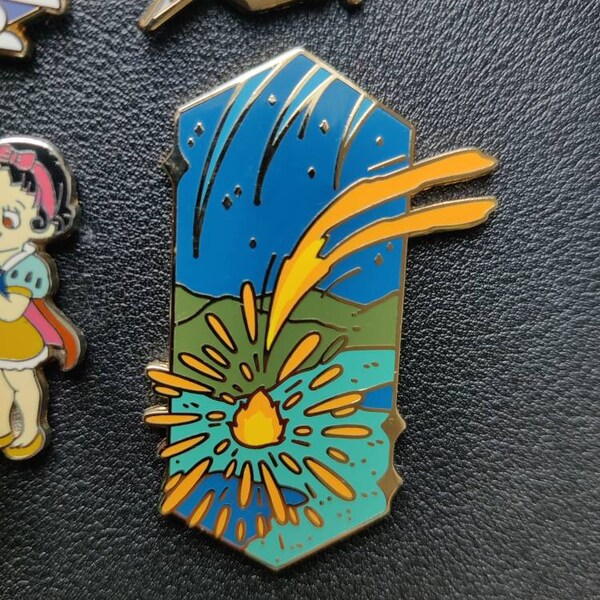 Meteor Pin - Celestial Scene Anime Gold Comet Star Flame Castle Space ...