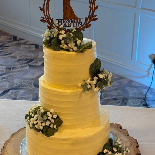 Artificial White Rose Olive Greenery Cake Arrangement Decor - Floral ...