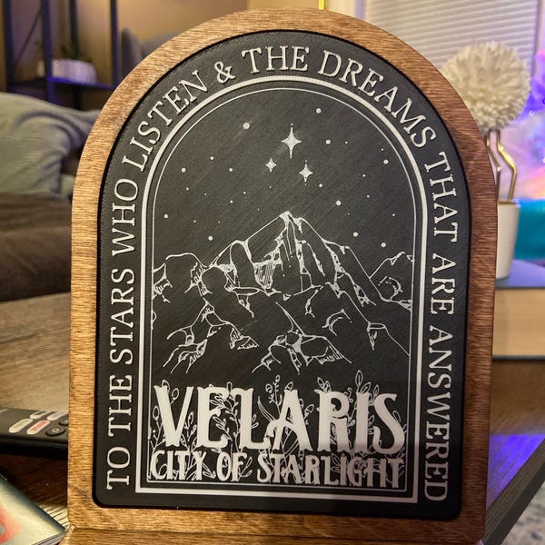Velaris City of Starlight Acotar Bookshelf Sign Wooden Shelf Sitter ...