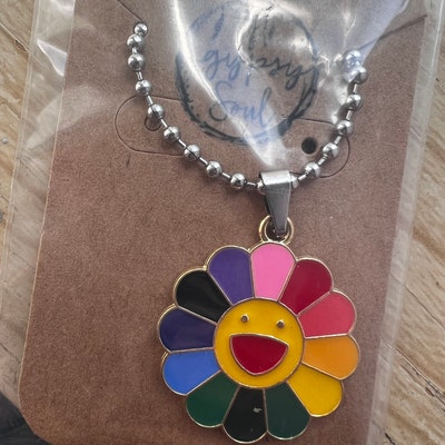 Rainbow Happy Face Necklace/ Hobi Flower Necklace/ Sunflower Necklace ...