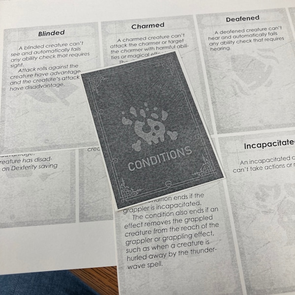 DND 5e Condition Tracker Cards: Status Deck (download and Print) - Etsy