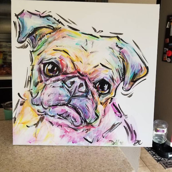 Dog Art, Custom Dog Paintings, Custom Pet Portrait, Animal Art, Acrylic ...