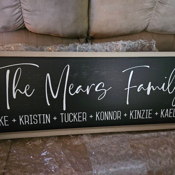 Personalized Family Name Sign Custom Framed Wood Sign With Last Name ...