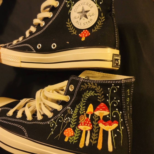 Custom Embroidered Converse High Tops Chuck Taylor 1970s/ Embroidered ...