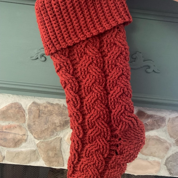 CROCHET PATTERN & VIDEO/ Cozy Cottage Cabled Stocking, Christmas Decor ...