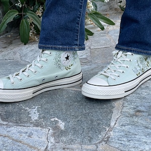 Embroidered Converse Mushroom and Frog, Converse High Tops Chuck Taylor ...