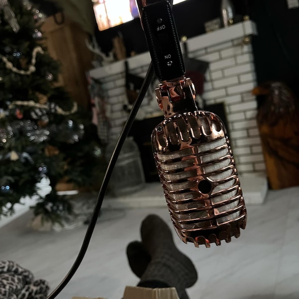 Hanging Retro Microphone Lamp - Rose Gold / Boxing Style Microphone ...