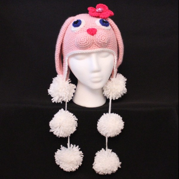 Crochet Bunny Hat Pattern. Easy, Sweet Rabbit Earflap Beanie Instant ...