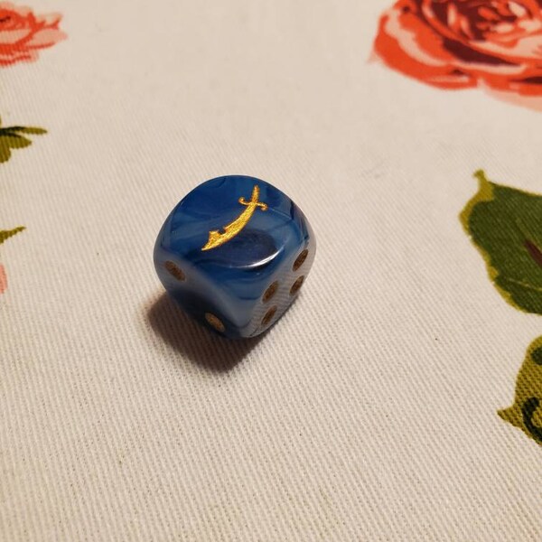 D6 Customized Six Sided Die - Curved Sword Sabre Saber Scimitar RPG ...