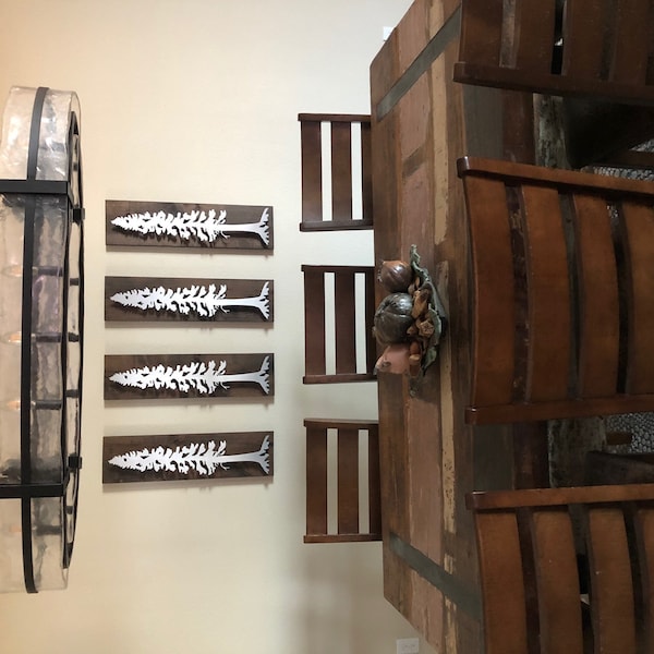 Set of Pine Tree on Knotty Alder / Wood and Metal Signs / Modern Sign ...