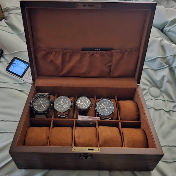 Personalized Watch Box With Lock & Key, Gift for Dad, Engraved Wooden ...