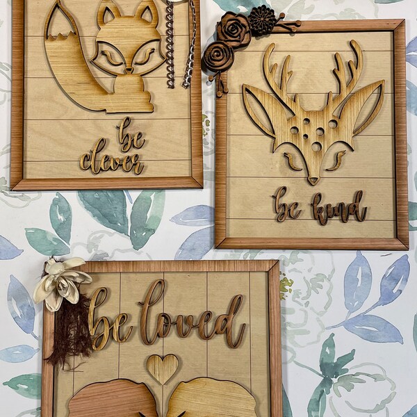 Woodland Animal Shiplap Framed Signs Fox, Deer, Bears SVG Digital ...