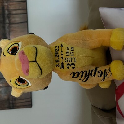 Personalized Disney Simba Plush, Birthday Gift, Birth Announcement ...