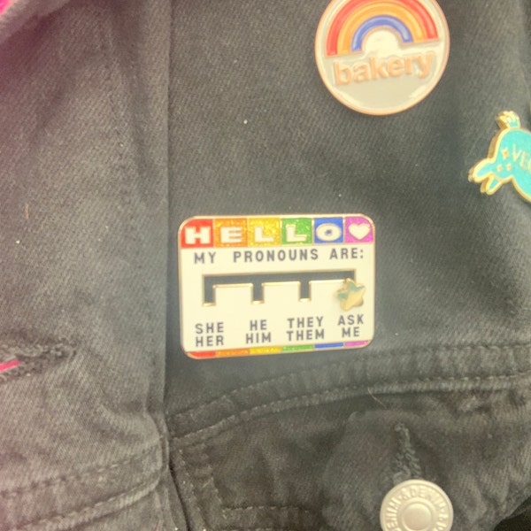 Pronoun Slider Enamel Pin | He She Variation Gender Identity Fluid ...