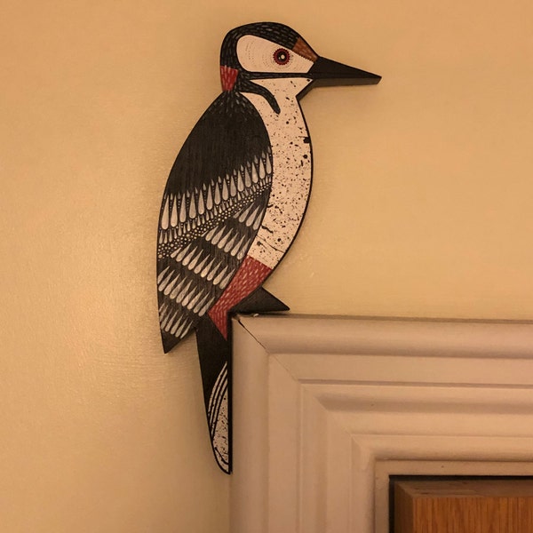 Woodpecker Door Topper - Bird Home Decor - Bird Watcher Gift - Door ...