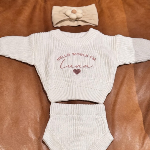 Personalised Hello World Baby Outfit Embroidered Newborn Baby Gifts ...