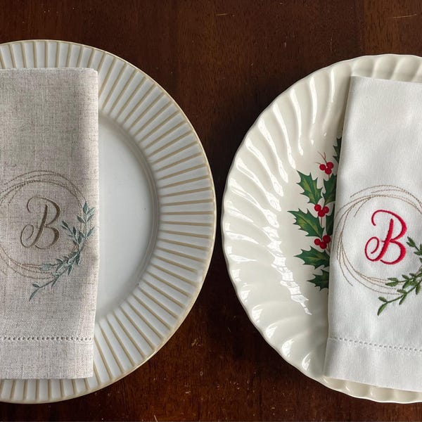 Set of Embroidered Easter Napkins, Religious Cross, Matthew 28:6 ...