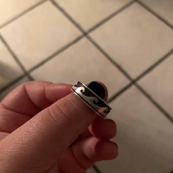 Sterling Silver Ocean Tidal Wave Rings for Men & Women. 5mm-7mm Surfer ...