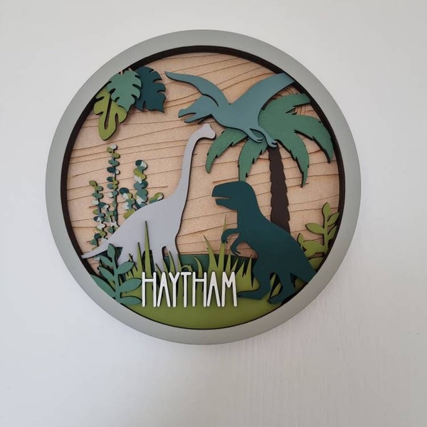 Personalised Dinosaur Themed Door Sign/wall Decor, Personalised Letter ...