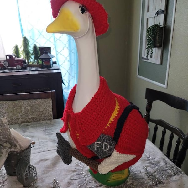 Firefighter Porch Goose Outfit Crochet Pattern PDF Instant Download - Etsy