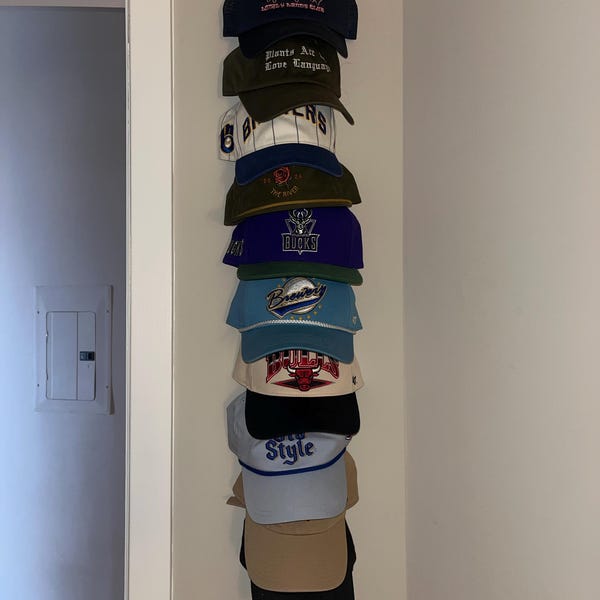 Holds 10 Baseball Hats, Wall Hat Rack, Baseball Hats, Baseball Hat Rack ...