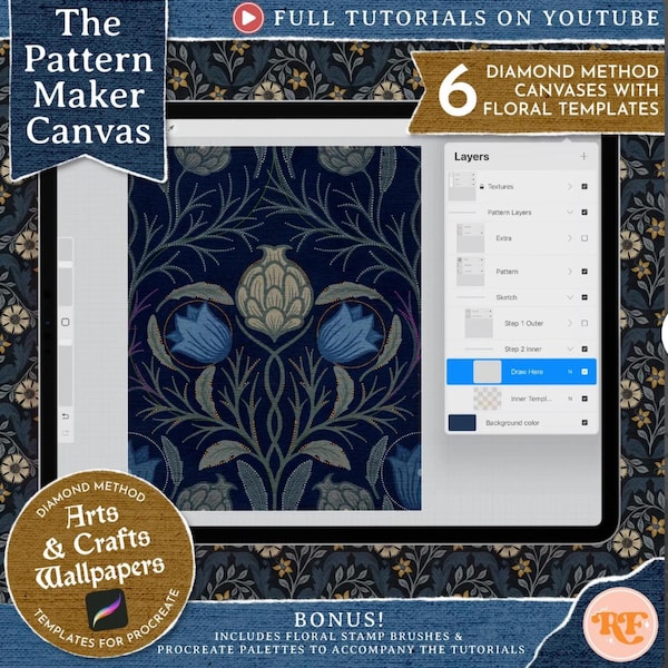 The Pattern Maker Canvas for Procreate, Texture Brushes and Seamless Canvas Texture Overlays for ...