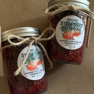 Custom Strawberry Jam Labels, Printed Strawberry Jam Stickers ...