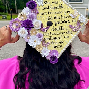 Graduation Cap Toppers/ Flower Graduation Cap/ Glitter Graduation Cap ...