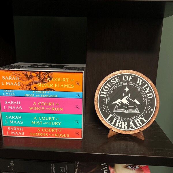 House of Wind Library Acotar Bookshelf Sign Wooden Shelf Sitter With ...