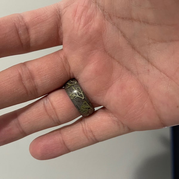 Lichen Wooden Winter Ring, Wood Forest Ring, Nature Moss Wedding Rings ...