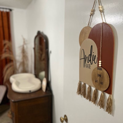 BOHO Baby Hospital Door Hanger Sign Baby Shower Gift Nursery Sign ...