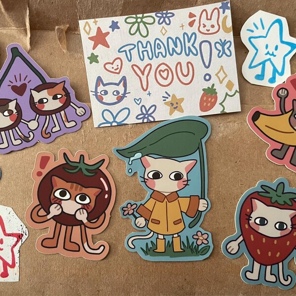 Fruit Cat Stickers Aesthetic Cute Stickers Sticker Pack - Etsy