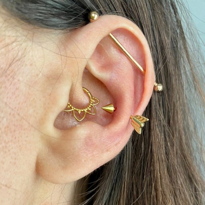 Golden Rook Piercing Arrow Curved Barbell..16g..8mme07g - Etsy