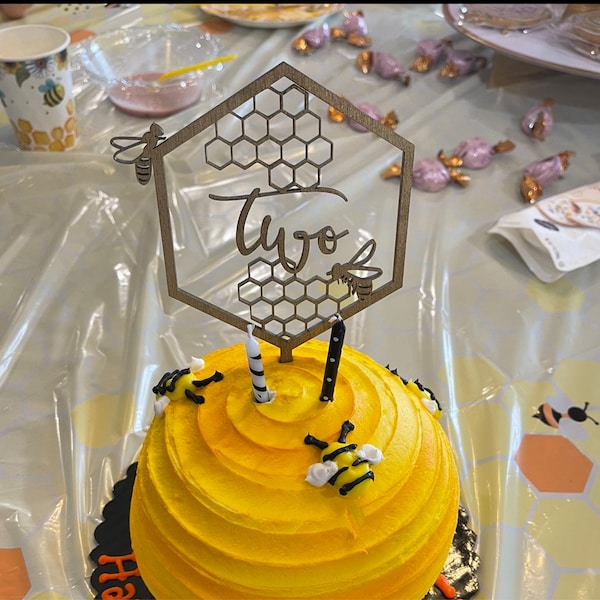 Custom Bee Age or Name Cake Topper | Bumble Bee Birthday Cake Topper ...