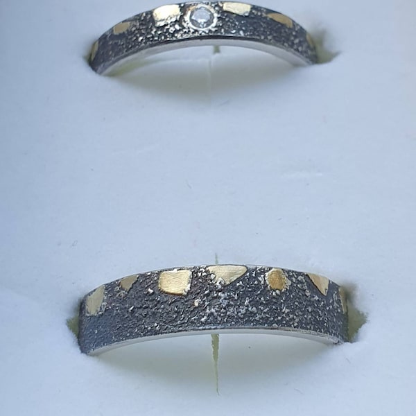Wedding Ring Set: Rustic Wedding Bands, Matching Wedding Bands, Wedding ...