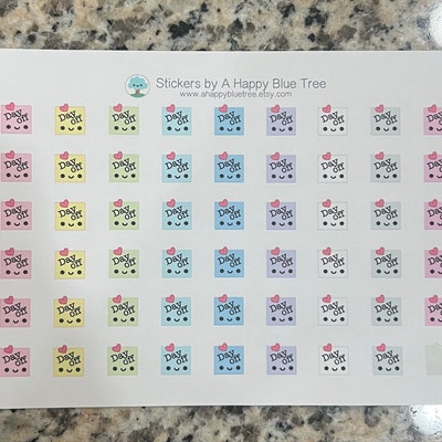 Happy Day off Reminder Tracker Cute Kawaii Planner Stickers for Erin ...