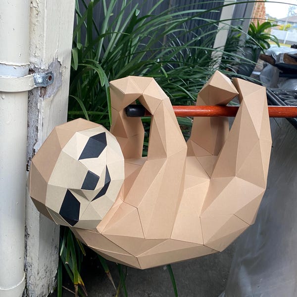 Hanging Sloth 3D Papercraft. You Get SVG and PDF Digital Downloadable ...