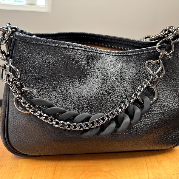 Chunky Purse Strap - Novelty Bag Chain - Gray & Gunmetal Handbag Chain ...
