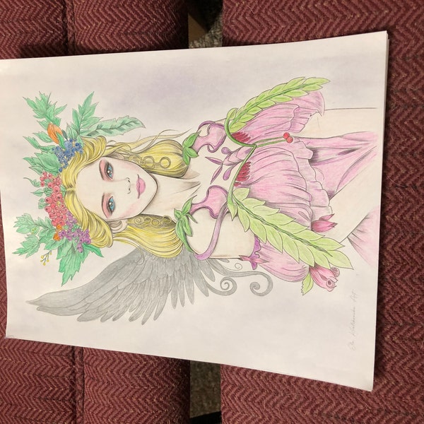 Fairy - Premium Coloring Page, Grayscale Coloring Page, Printable Adult ...