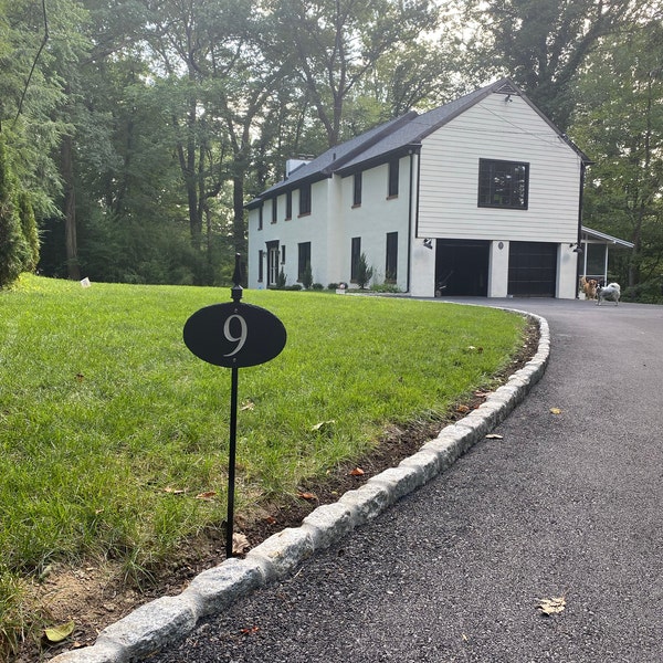 STONE House Numbers Slate Address Plaque / LAWN STAKE / Carved / Marker ...