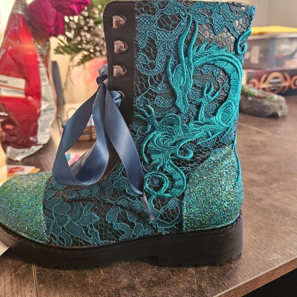 Under the Sea Sculpted Glitter Wedges Sculpted Shoes Low Wedding Shoes ...